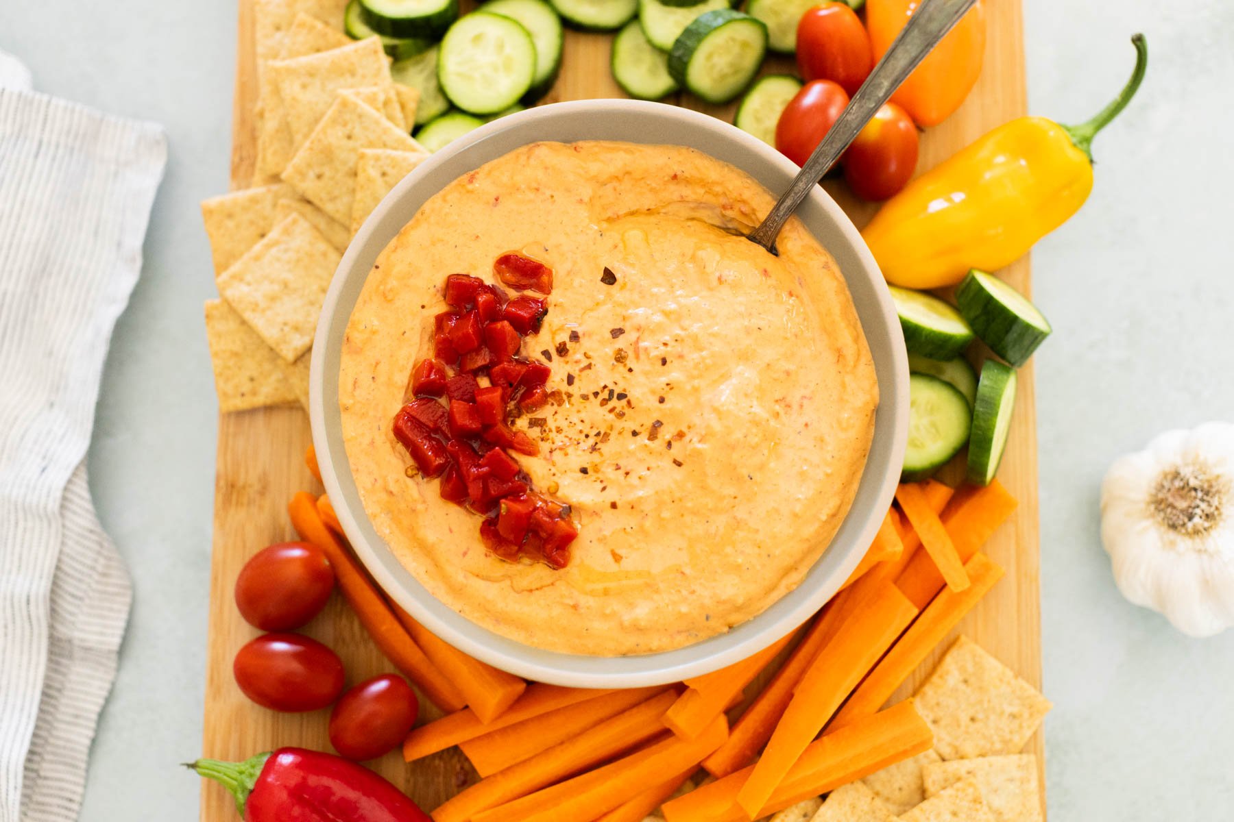 Easy Roasted Red Pepper Hummus | Cook At Home Mom