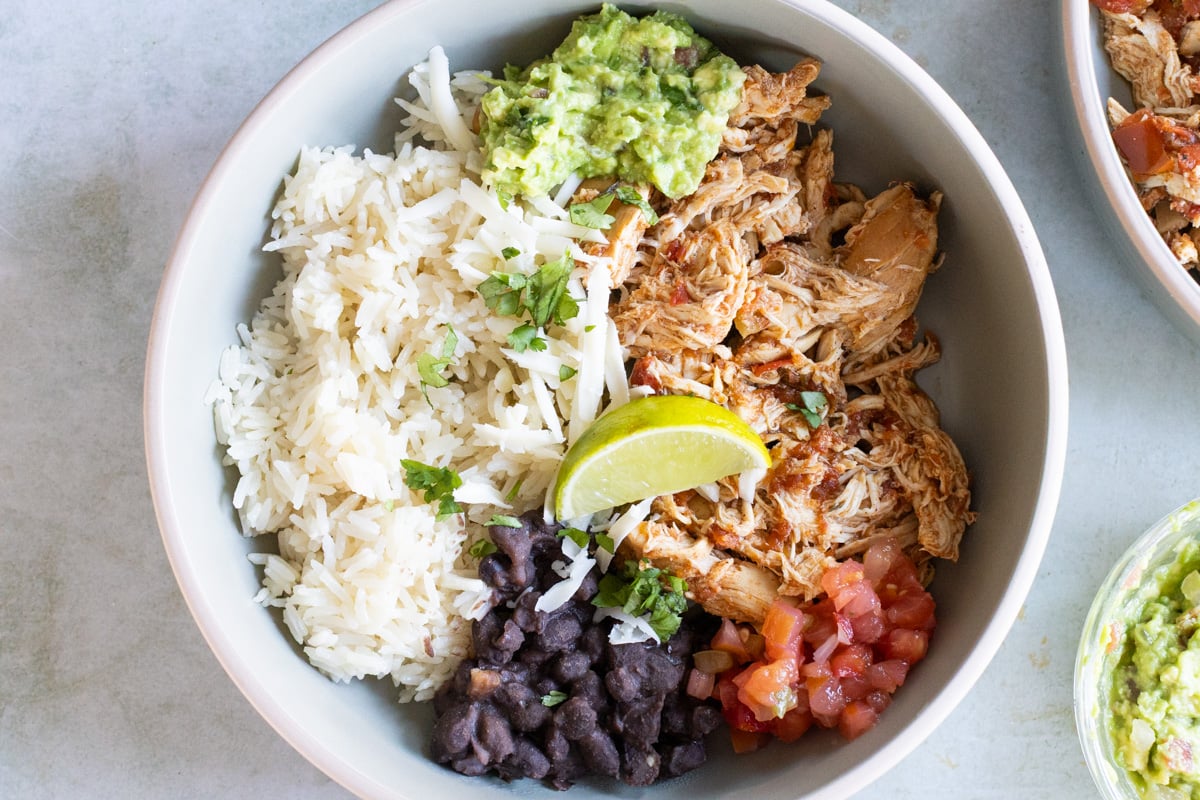 Crockpot Salsa Chicken Burrito Bowls - Easy Meal Prep Recipe!